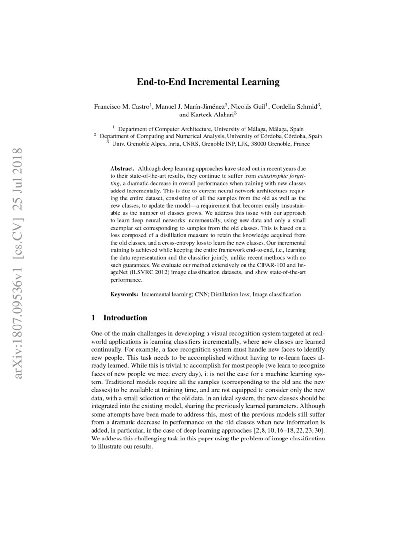 End-to-End Incremental Learning | DeepAI