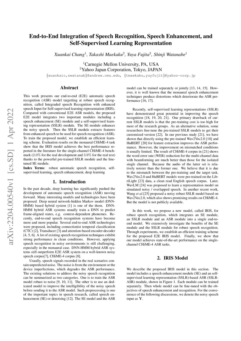 End To End Integration Of Speech Recognition Speech Enhancement And Self Supervised Learning