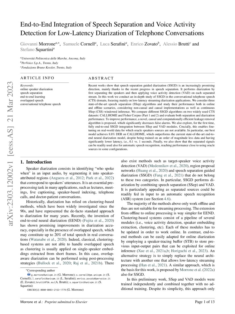 End To End Integration Of Speech Separation And Voice Activity Detection For Low Latency