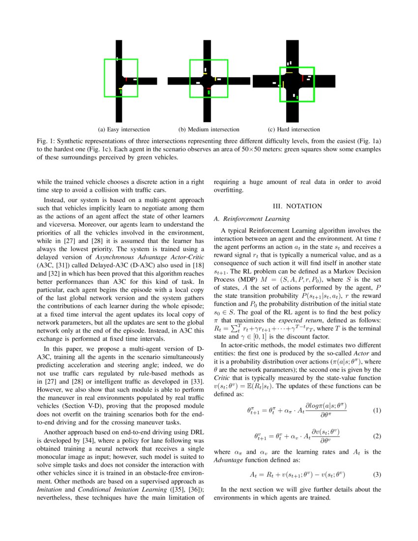 End-to-End Intersection Handling using Multi-Agent Deep Reinforcement Learning | DeepAI