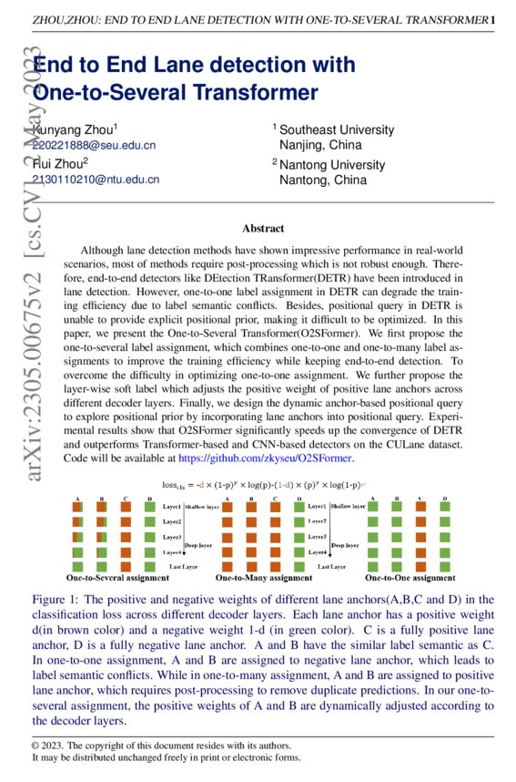 End to End Lane detection with One-to-Several Transformer | DeepAI