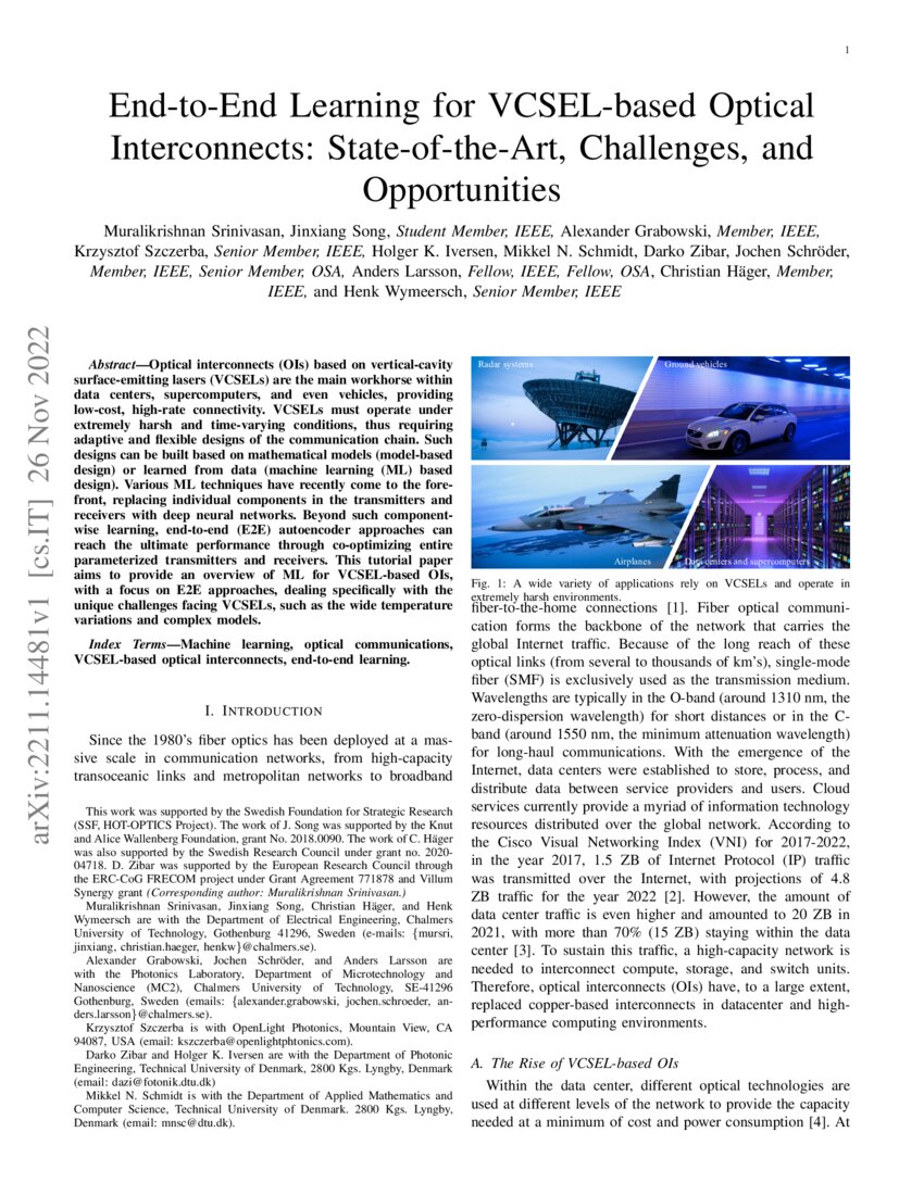 End-to-End Learning for VCSEL-based Optical Interconnects: State-of-the ...