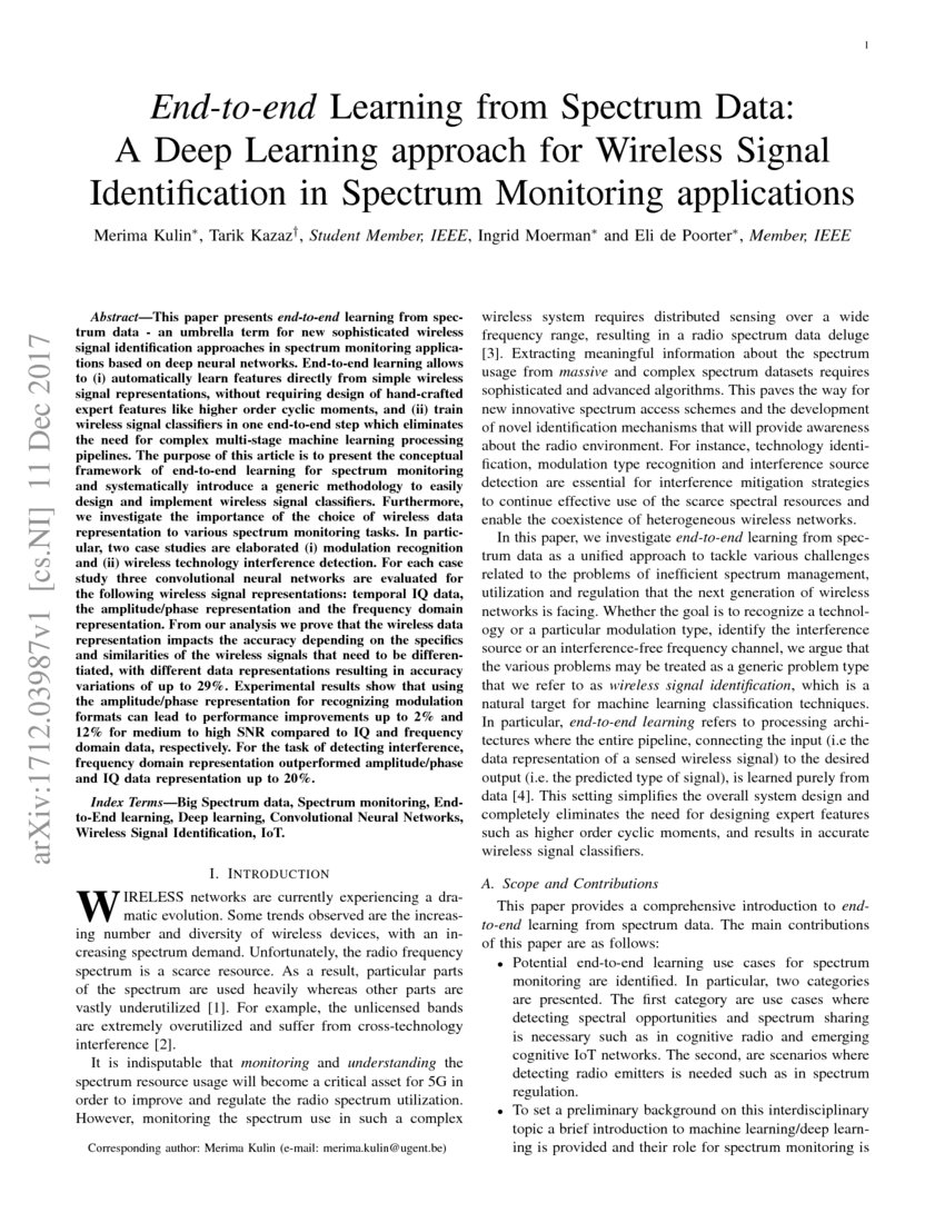 End To End Learning From Spectrum Data A Deep Learning Approach For