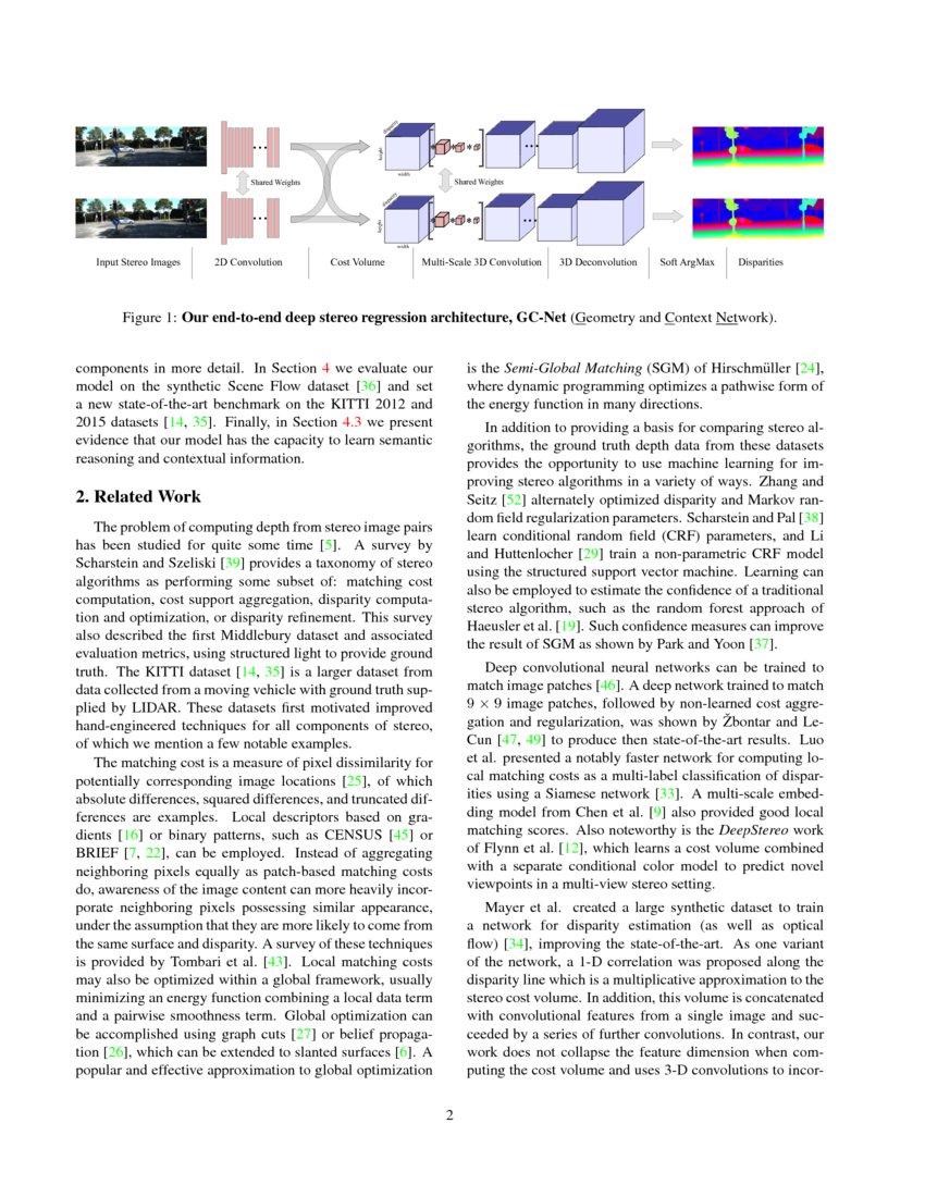 End-to-End Learning of Geometry and Context for Deep Stereo Regression | DeepAI