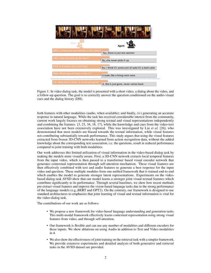 End-to-End Multimodal Representation Learning for Video Dialog | DeepAI