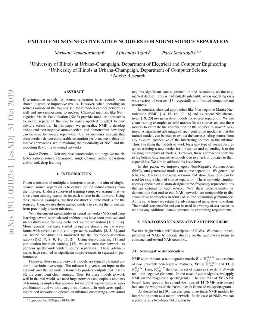 End-to-end Non-Negative Autoencoders for Sound Source Separation | DeepAI