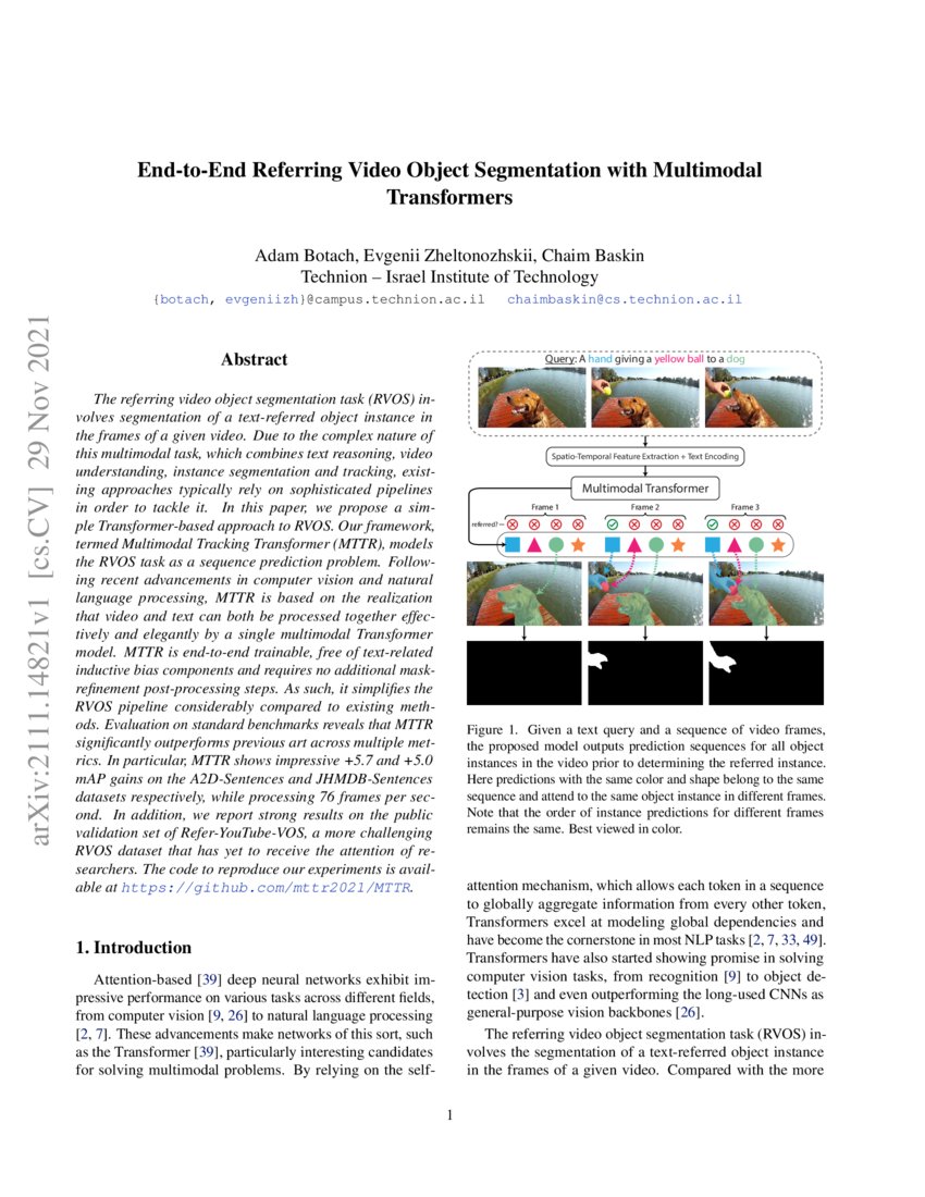 End-to-End Referring Video Object Segmentation with Multimodal Transformers | DeepAI