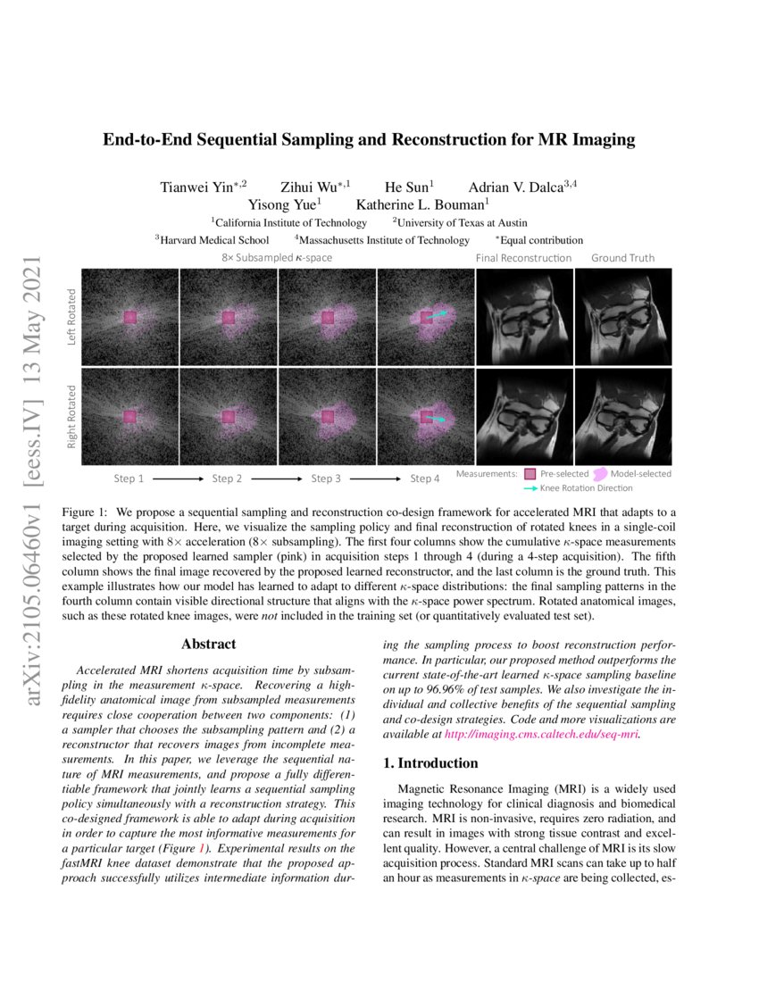 End-to-End Sequential Sampling and Reconstruction for MR Imaging | DeepAI