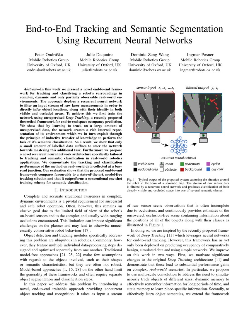 End To End Tracking And Semantic Segmentation Using Recurrent Neural