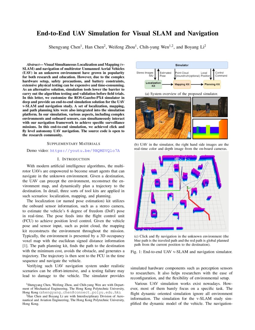 End To End Uav Simulation For Visual Slam And Navigation Deepai 8916