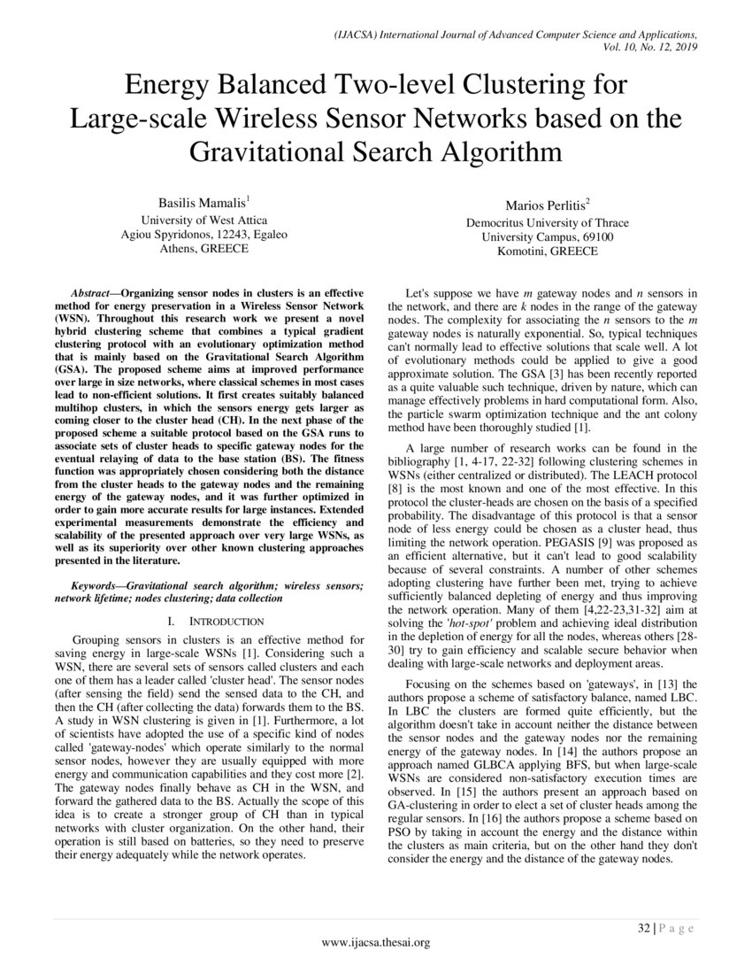 Energy Balanced Two Level Clustering For Large Scale Wireless Sensor Networks Based On The