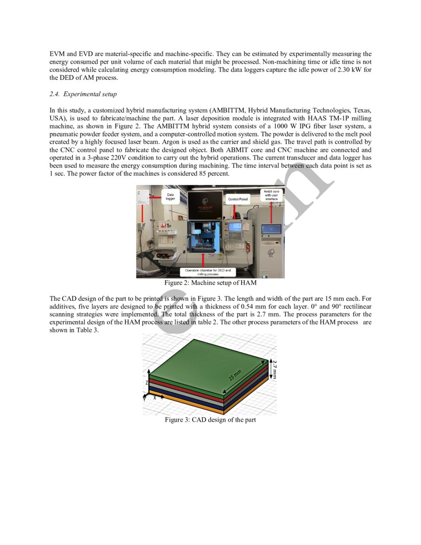 Energy Consumption Modeling for DED-based Hybrid Additive Manufacturing | DeepAI