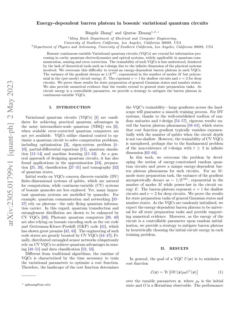 Energy-dependent barren plateau in bosonic variational quantum circuits | DeepAI
