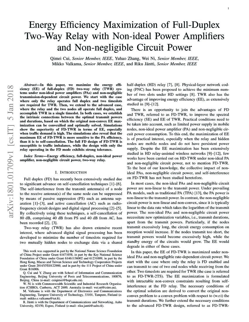 Energy Efficiency Maximization of Full-Duplex Two-Way Relay With Non ...