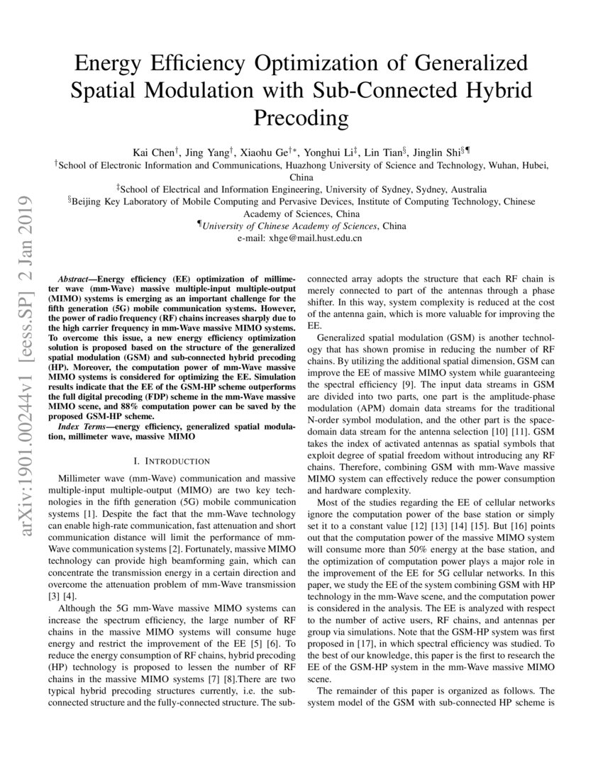Energy Efficiency Optimization Of Generalized Spatial Modulation With