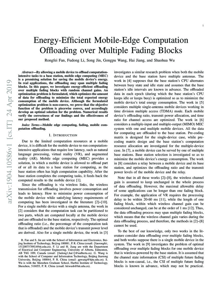 Energy Efficient Mobile Edge Computation Offloading Over Multiple