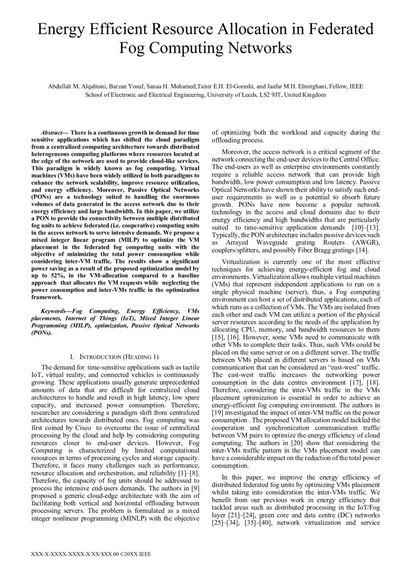 Energy Efficient Resource Allocation In Federated Fog Computing Networks Deepai