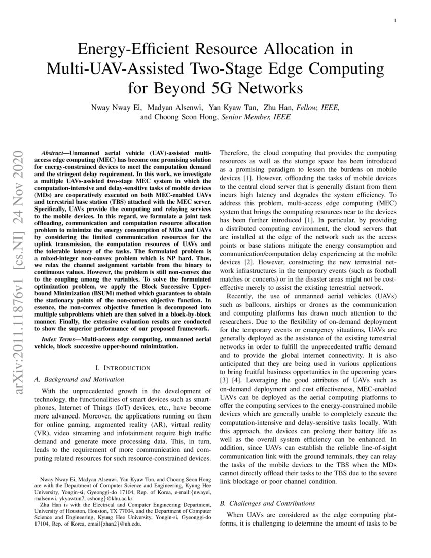 Energy-Efficient Resource Allocation in Multi-UAV-Assisted Two-Stage Edge Computing for Beyond ...