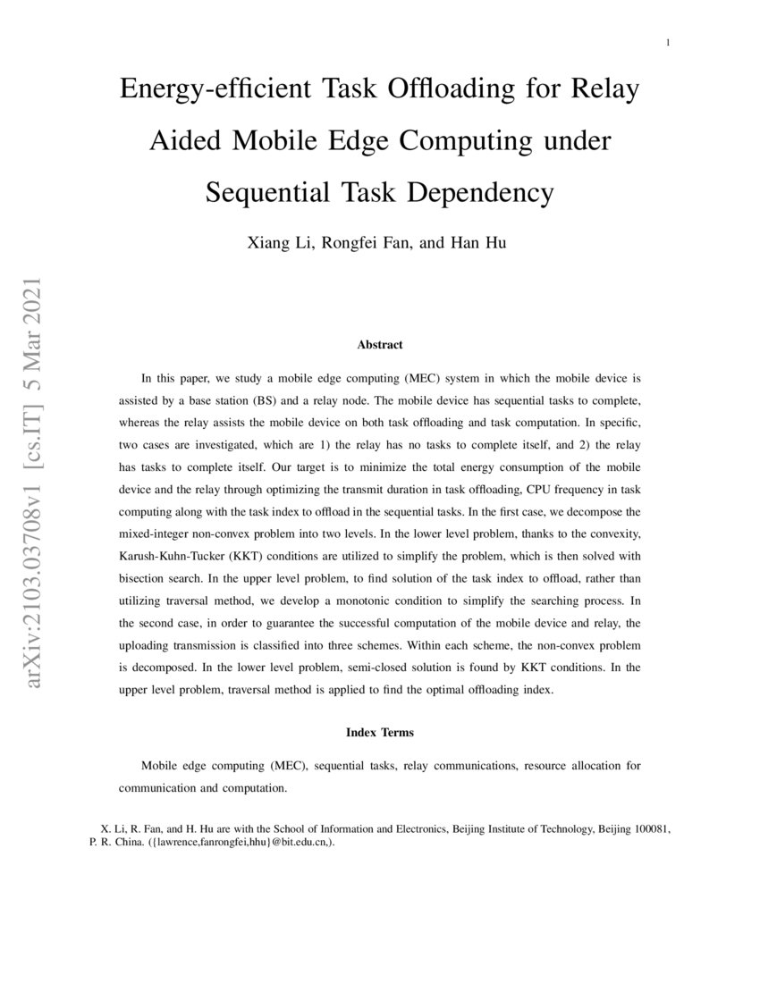 Energy Efficient Task Offloading For Relay Aided Mobile Edge Computing Under Sequential Task 
