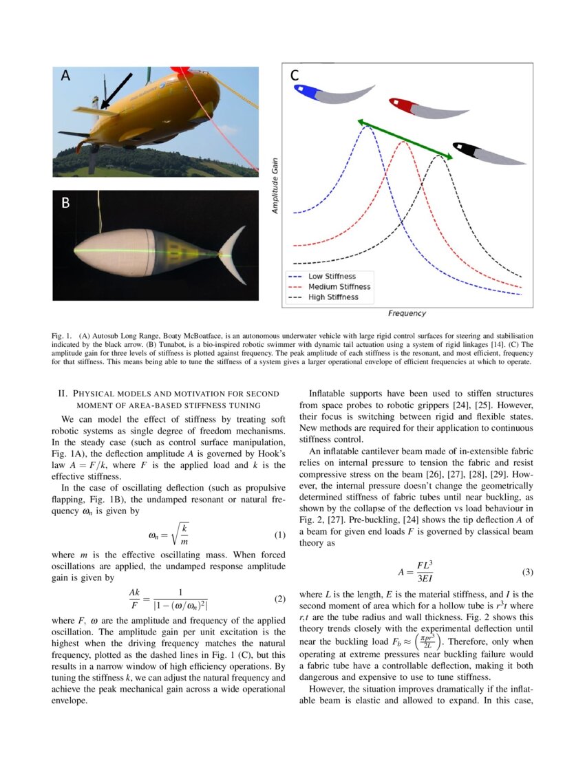 Energy Efficient Tunable Stiffness Soft Robots Using Second Moment Of