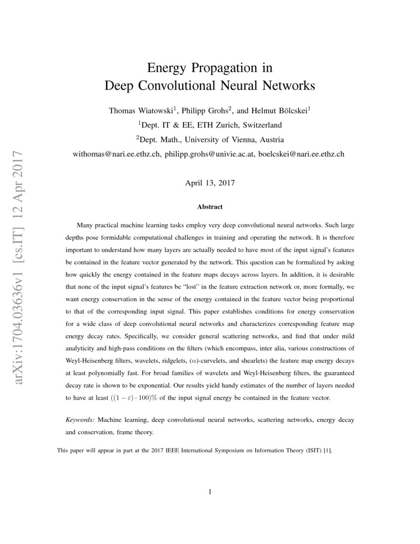 Energy Propagation in Deep Convolutional Neural Networks | DeepAI