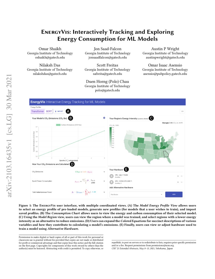 EnergyVis: Interactively Tracking and Exploring Energy Consumption for ML Models | DeepAI