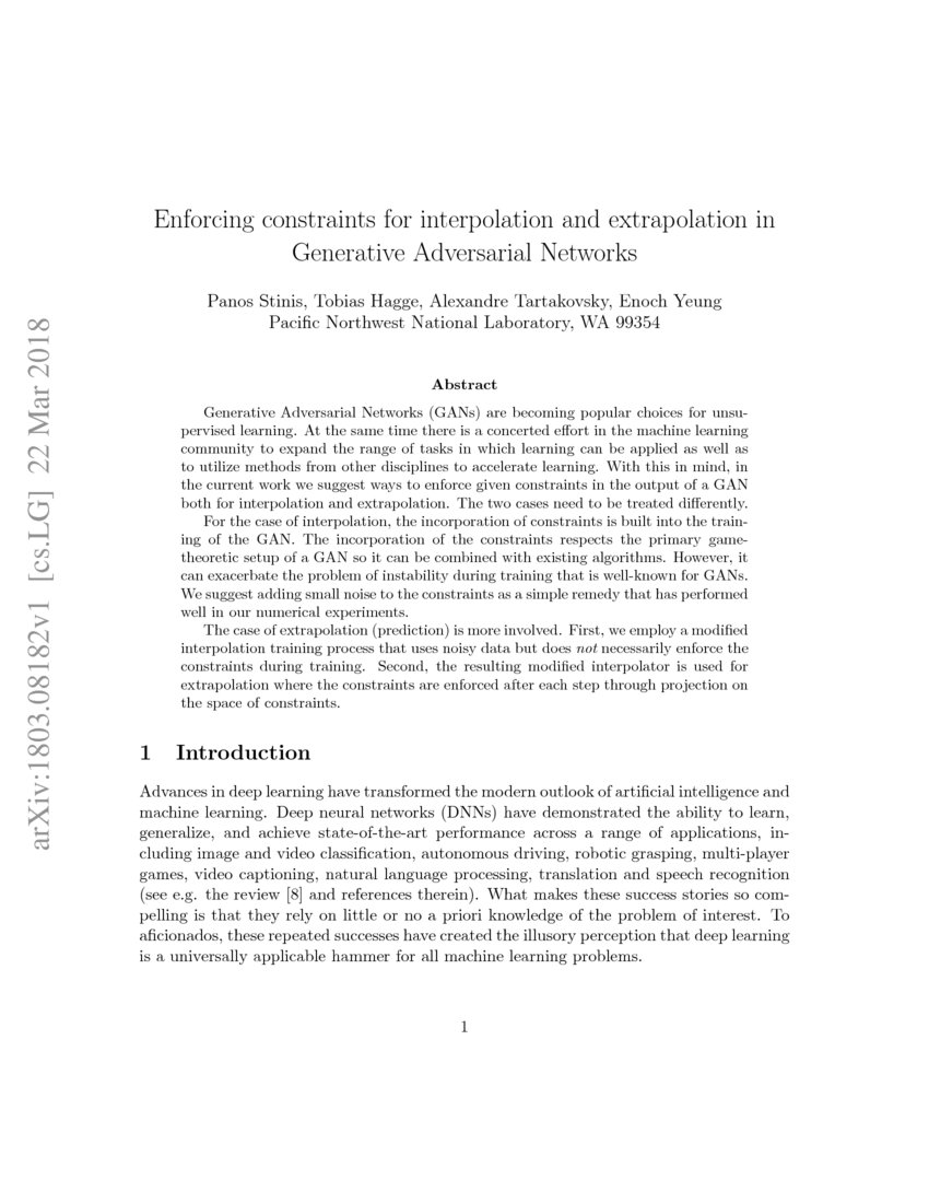 Enforcing Constraints For Interpolation And Extrapolation In Generative Adversarial Networks