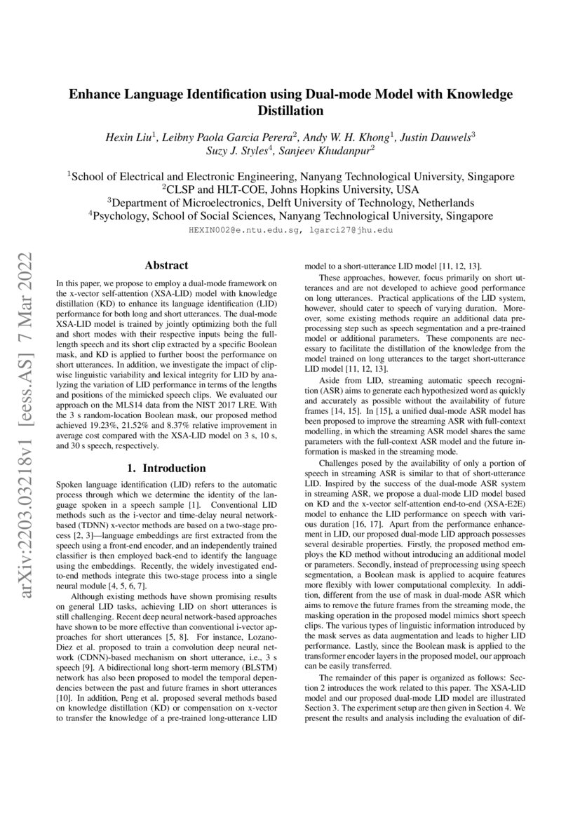 Enhance Language Identification Using Dual Mode Model With Knowledge Distillation Deepai