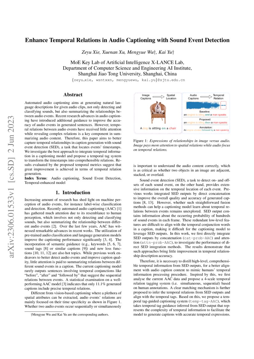 Enhance Temporal Relations In Audio Captioning With Sound Event Detection Deepai