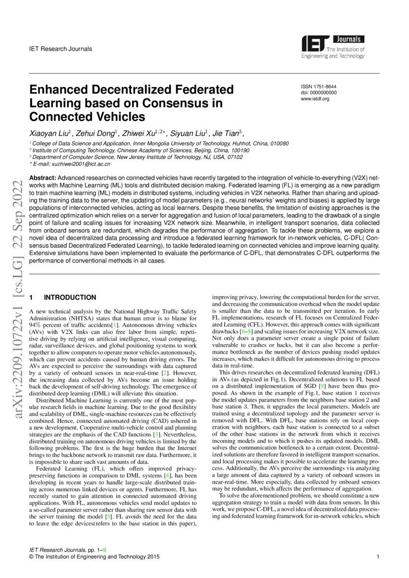 Enhanced Decentralized Federated Learning based on Consensus in ...