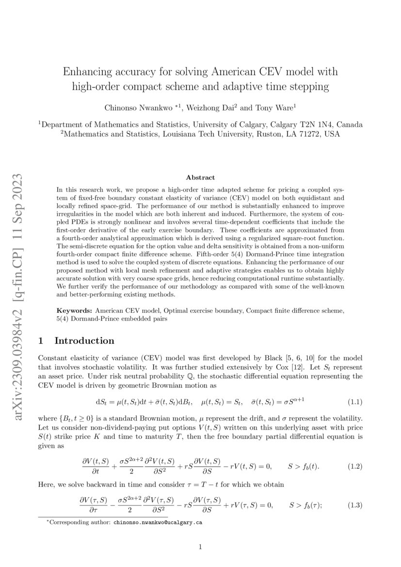 Enhancing Accuracy For Solving American Cev Model With High Order Compact Scheme And Adaptive