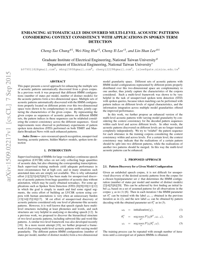 Enhancing Automatically Discovered Multi Level Acoustic Patterns Considering Context Consistency