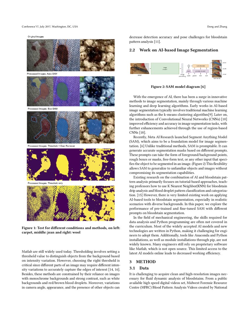 Enhancing Bloodstain Analysis Through AI-Based Segmentation: Leveraging Segment Anything Model ...