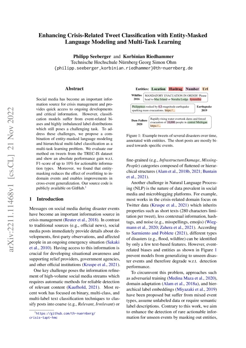 Enhancing Crisis-Related Tweet Classification with Entity-Masked ...