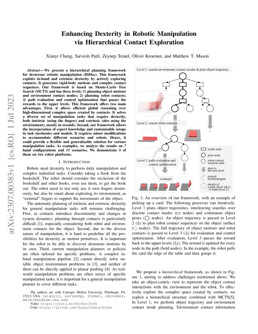 Enhancing Dexterity in Robotic Manipulation via Hierarchical Contact Exploration | DeepAI