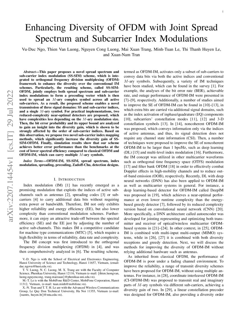 Enhancing Diversity Of Ofdm With Joint Spread Spectrum And Subcarrier