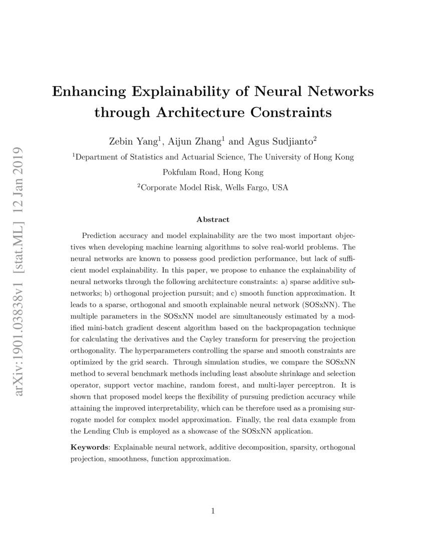 Enhancing Explainability of Neural Networks through Architecture Constraints | DeepAI