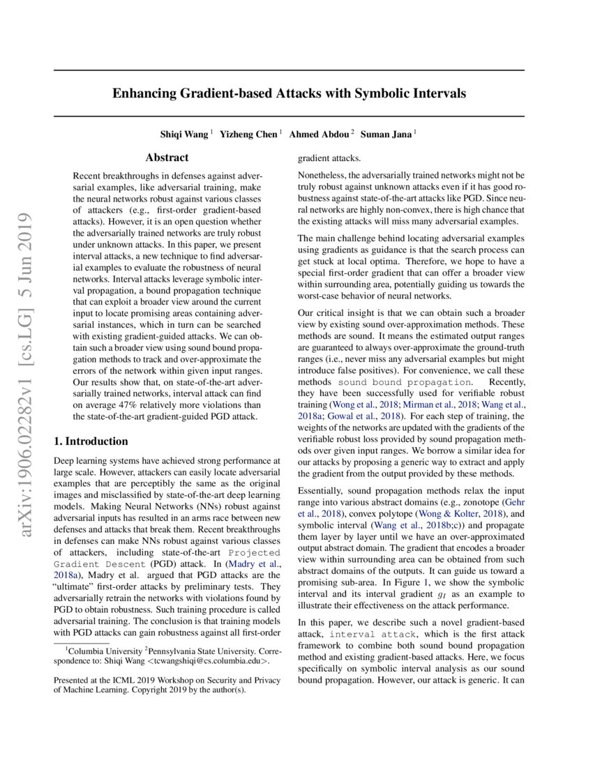 Enhancing Gradient Based Attacks With Symbolic Intervals Deepai