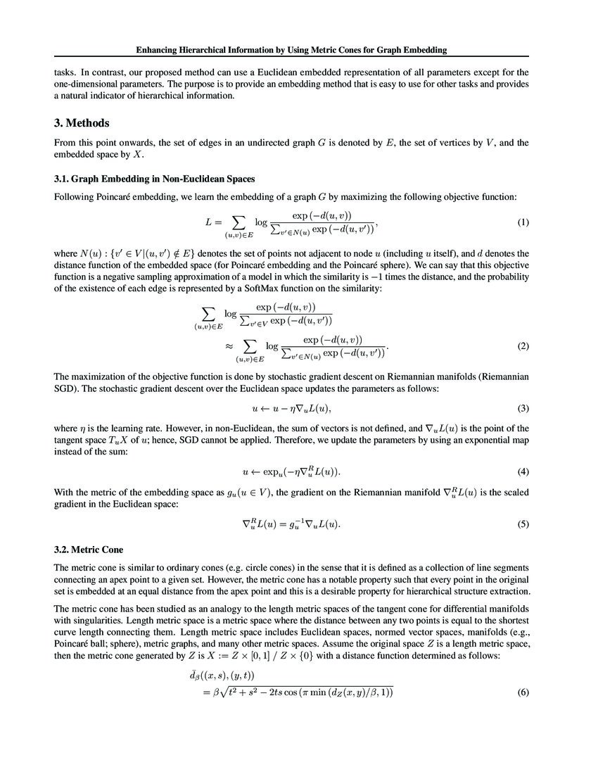 Enhancing Hierarchical Information by Using Metric Cones for Graph Embedding | DeepAI