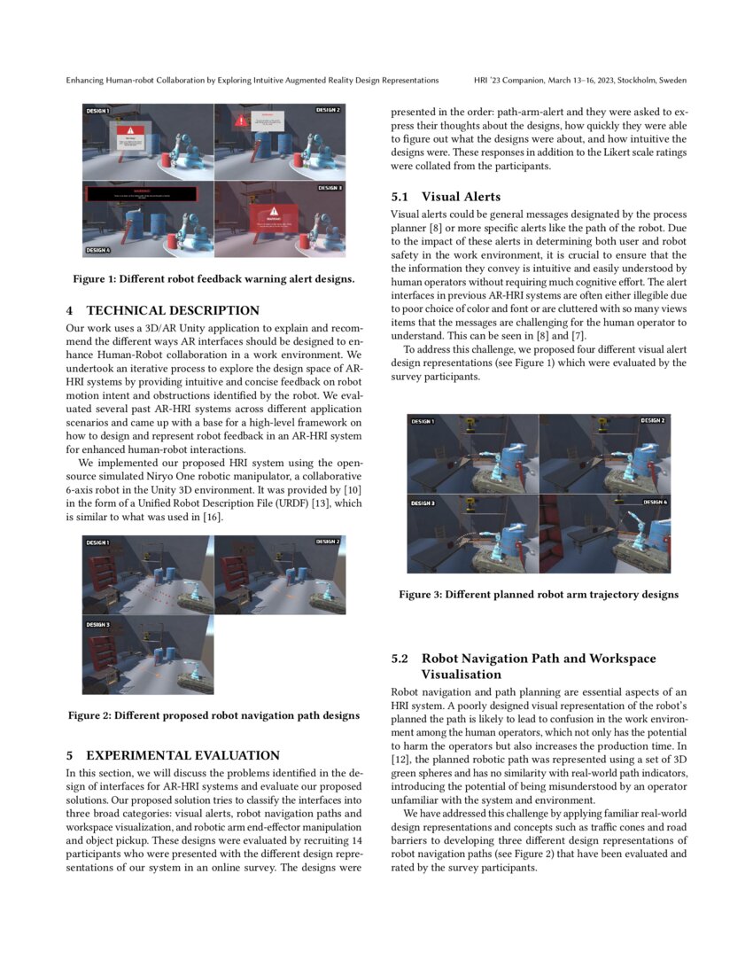 Enhancing Human Robot Collaboration By Exploring Intuitive Augmented Reality Design