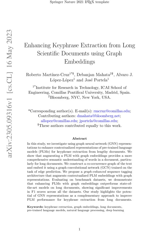 Enhancing Keyphrase Extraction From Long Scientific Documents Using Graph Embeddings Deepai