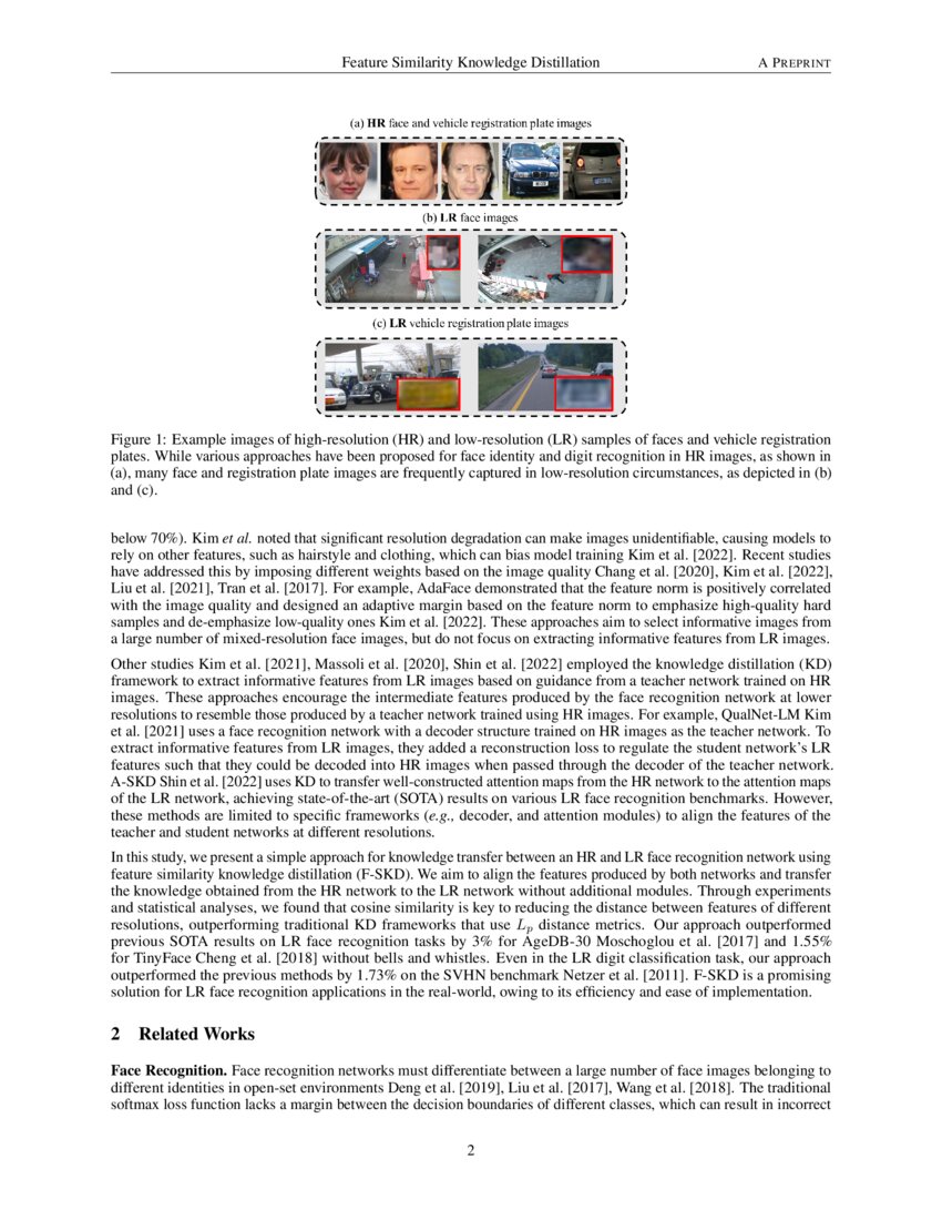 Enhancing Low-resolution Face Recognition with Feature Similarity Knowledge Distillation | DeepAI
