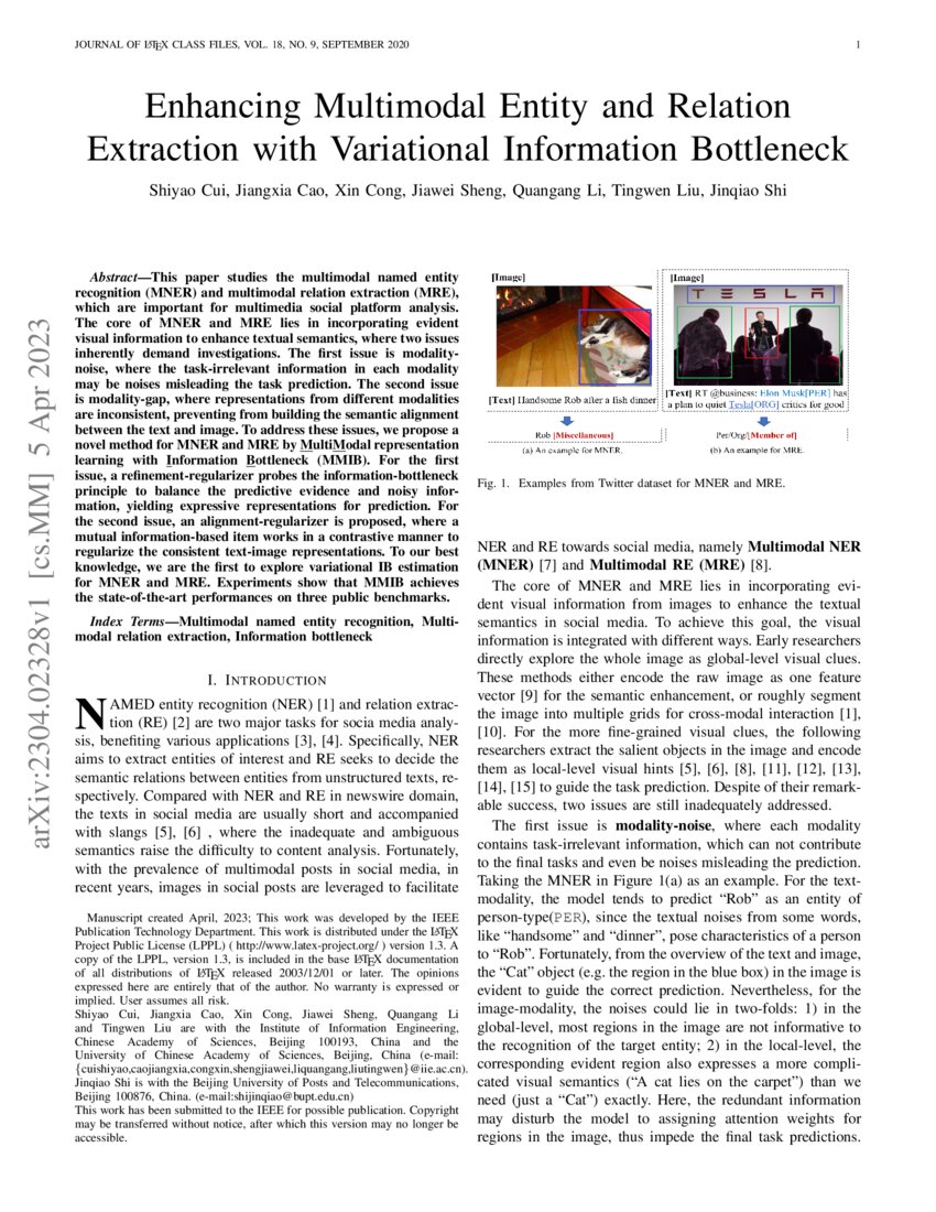 Enhancing Multimodal Entity and Relation Extraction with Variational ... Enhancing Multimodal Entity and Relation Extraction with Variational ...