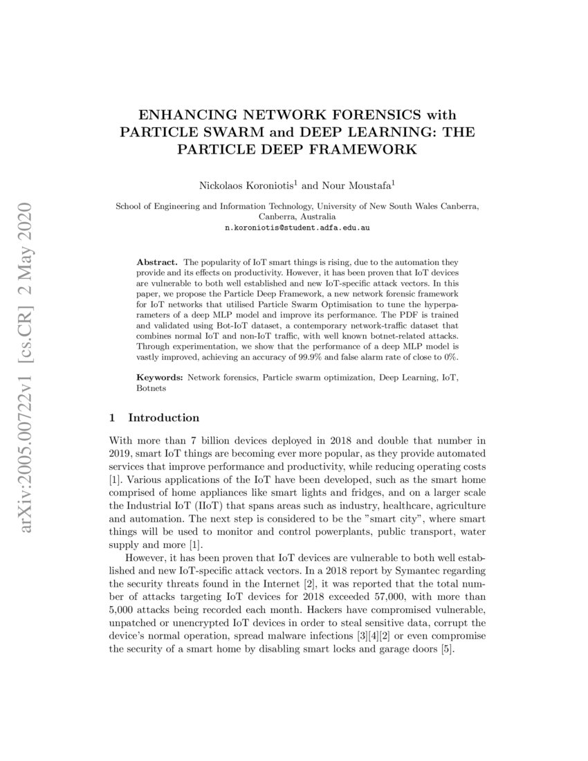 Enhancing network forensics with particle swarm and deep learning: The ... Enhancing network forensics with particle swarm and deep learning: The ...