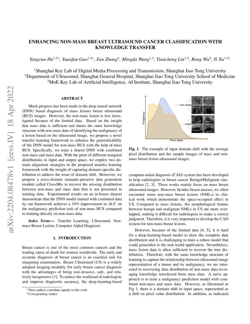 Enhancing Non-mass Breast Ultrasound Cancer Classification With ... Enhancing Non-mass Breast Ultrasound Cancer Classification With ...