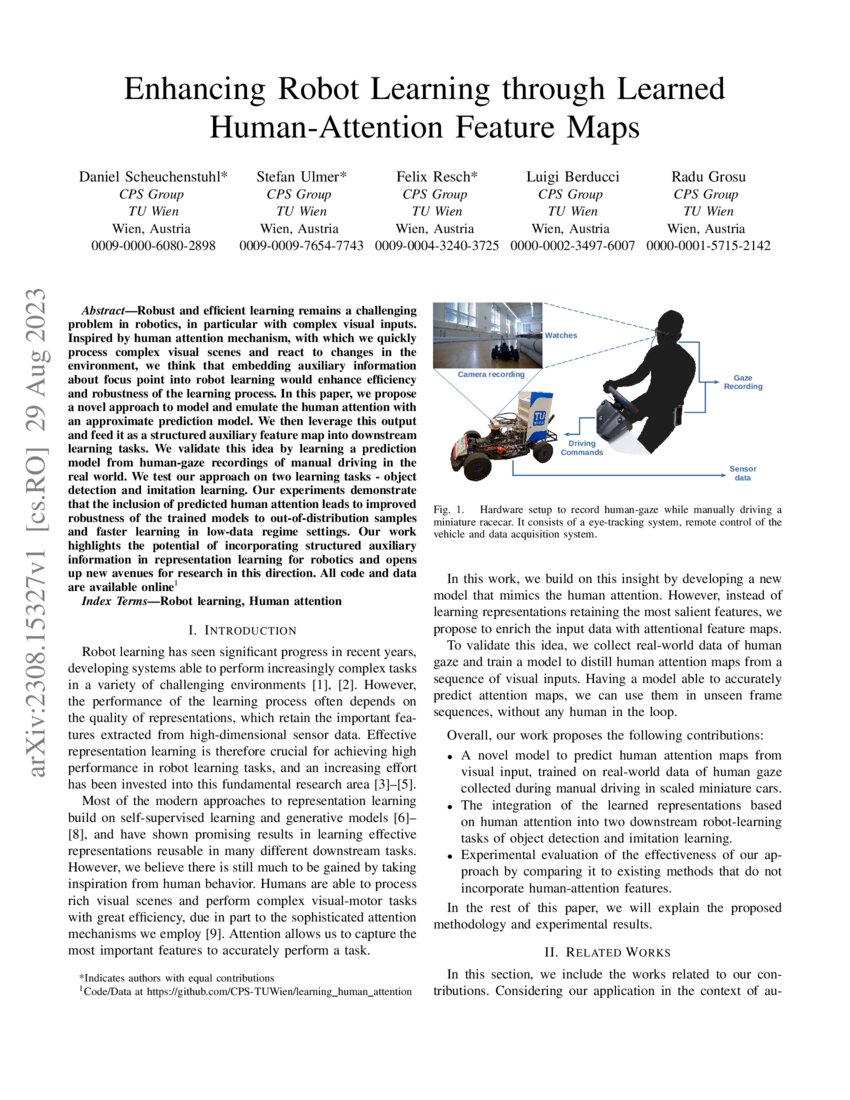 Enhancing Robot Learning through Learned Human-Attention Feature Maps ... Enhancing Robot Learning through Learned Human-Attention Feature Maps ...