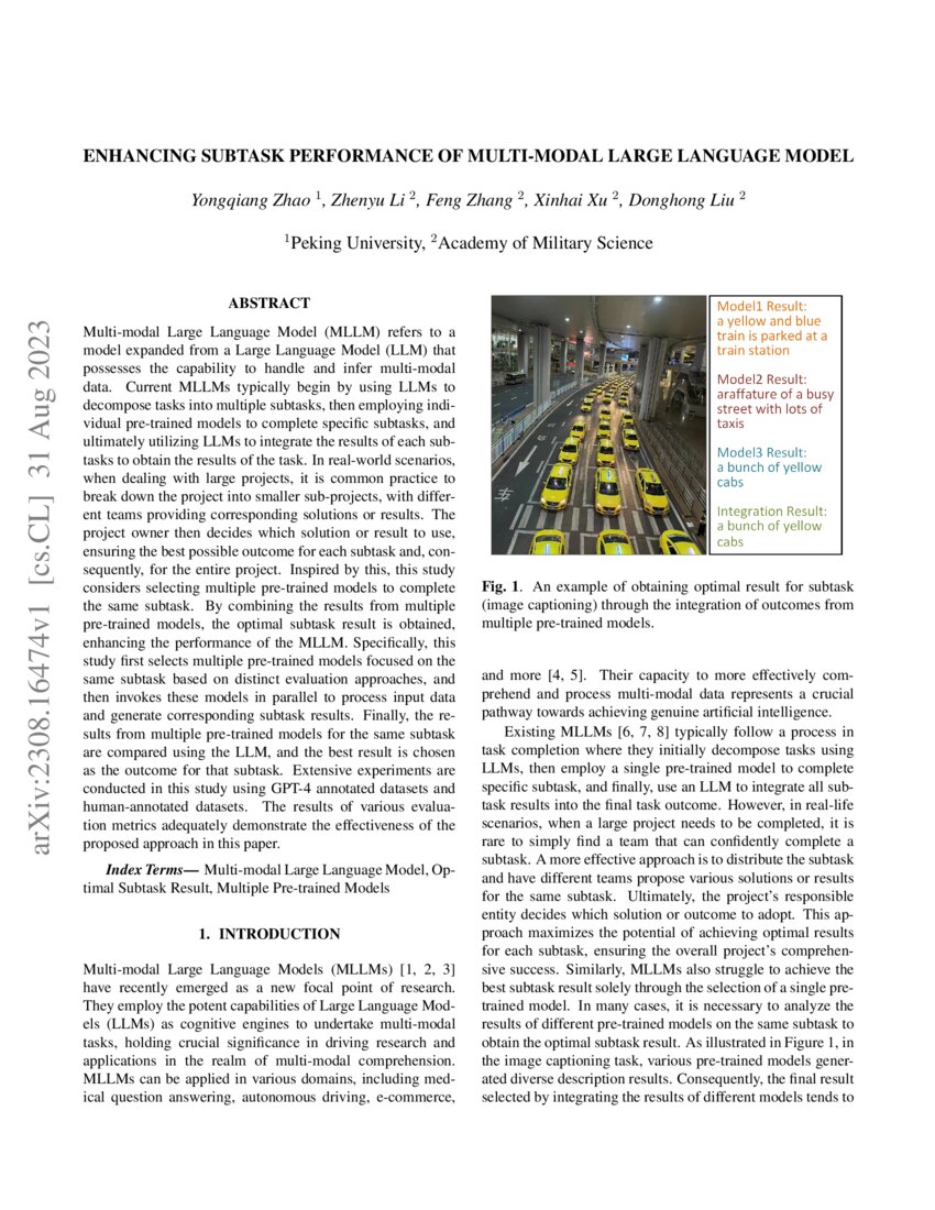 Enhancing Subtask Performance of Multi-modal Large Language Model | DeepAI Enhancing Subtask Performance of Multi-modal Large Language Model | DeepAI