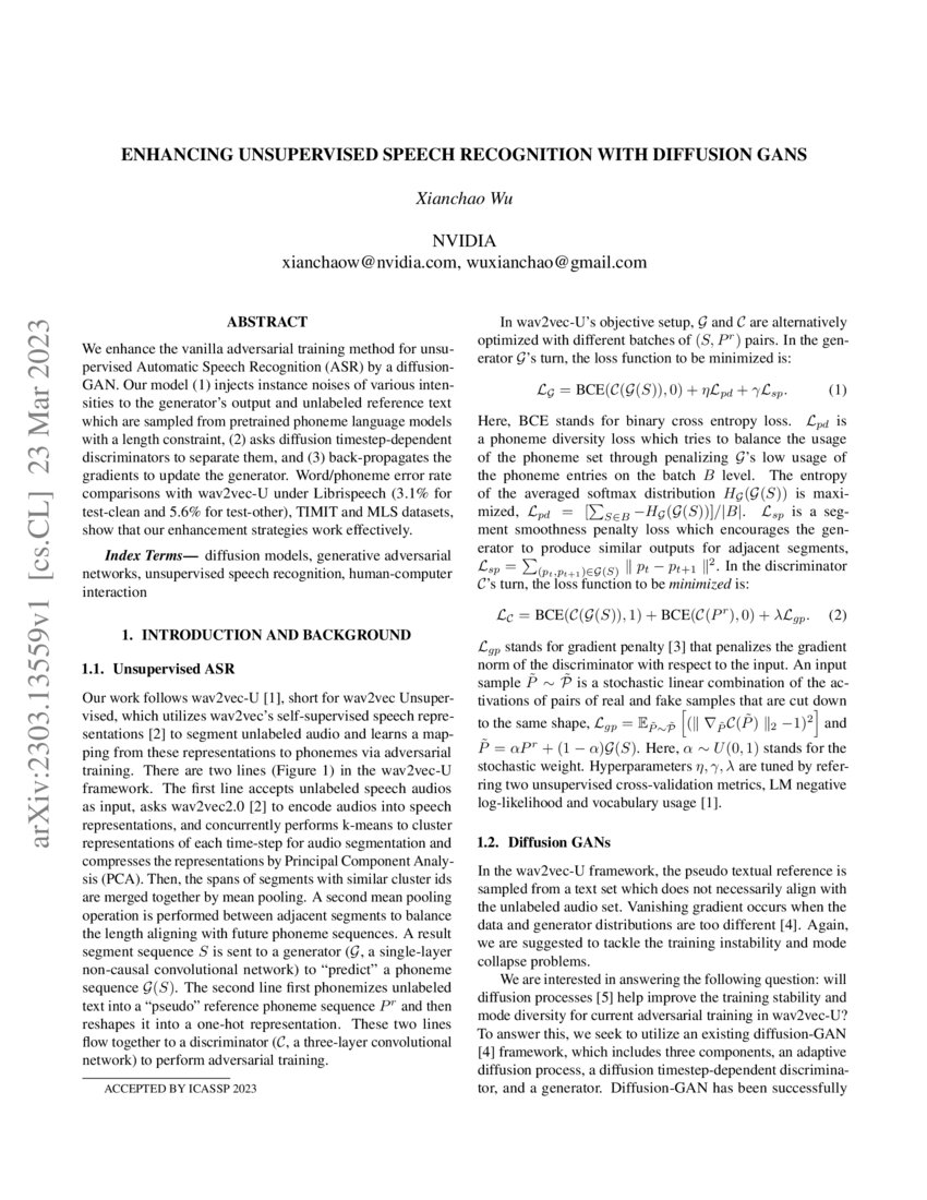 Enhancing Unsupervised Speech Recognition with Diffusion GANs | DeepAI