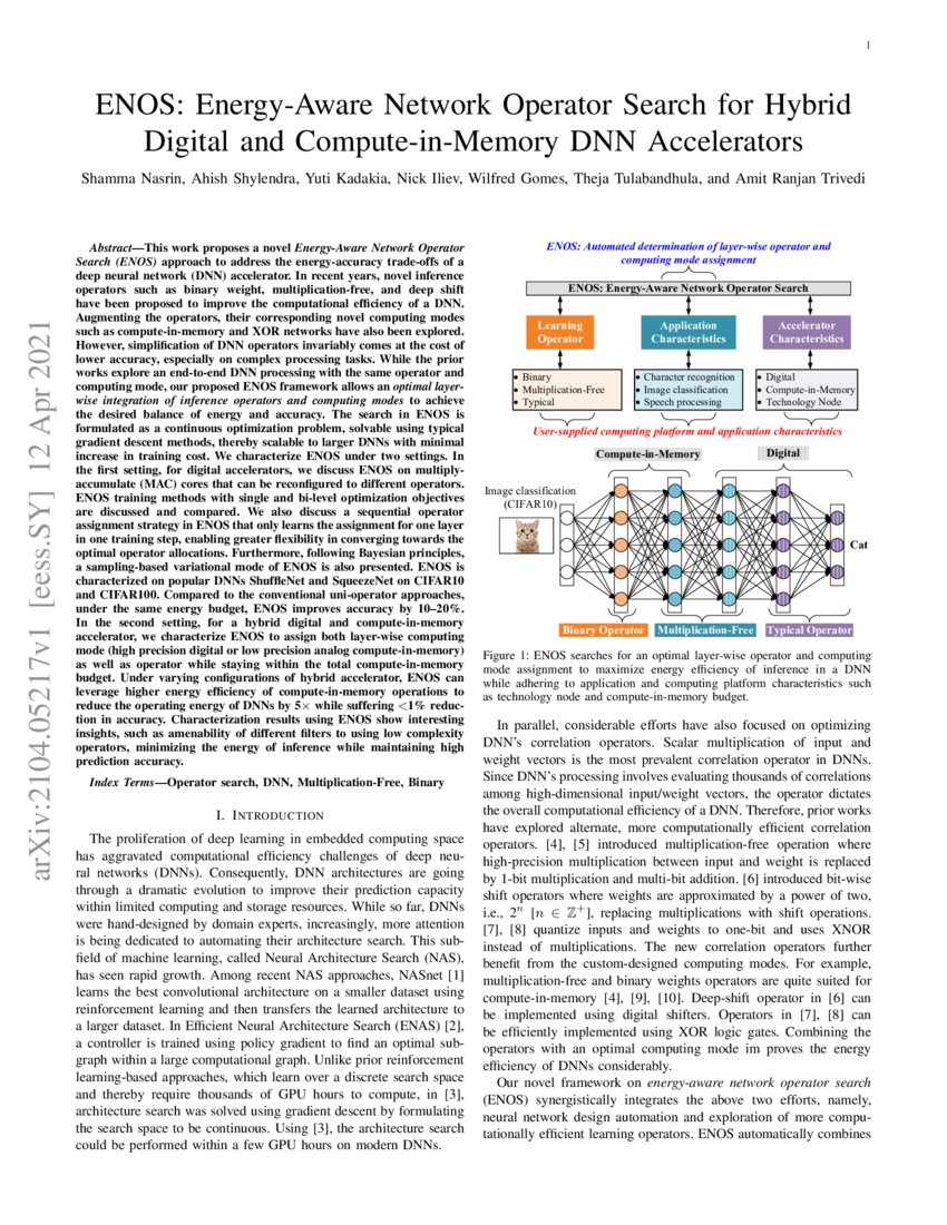 ENOS: Energy-Aware Network Operator Search for Hybrid Digital and Compute-in-Memory DNN ...