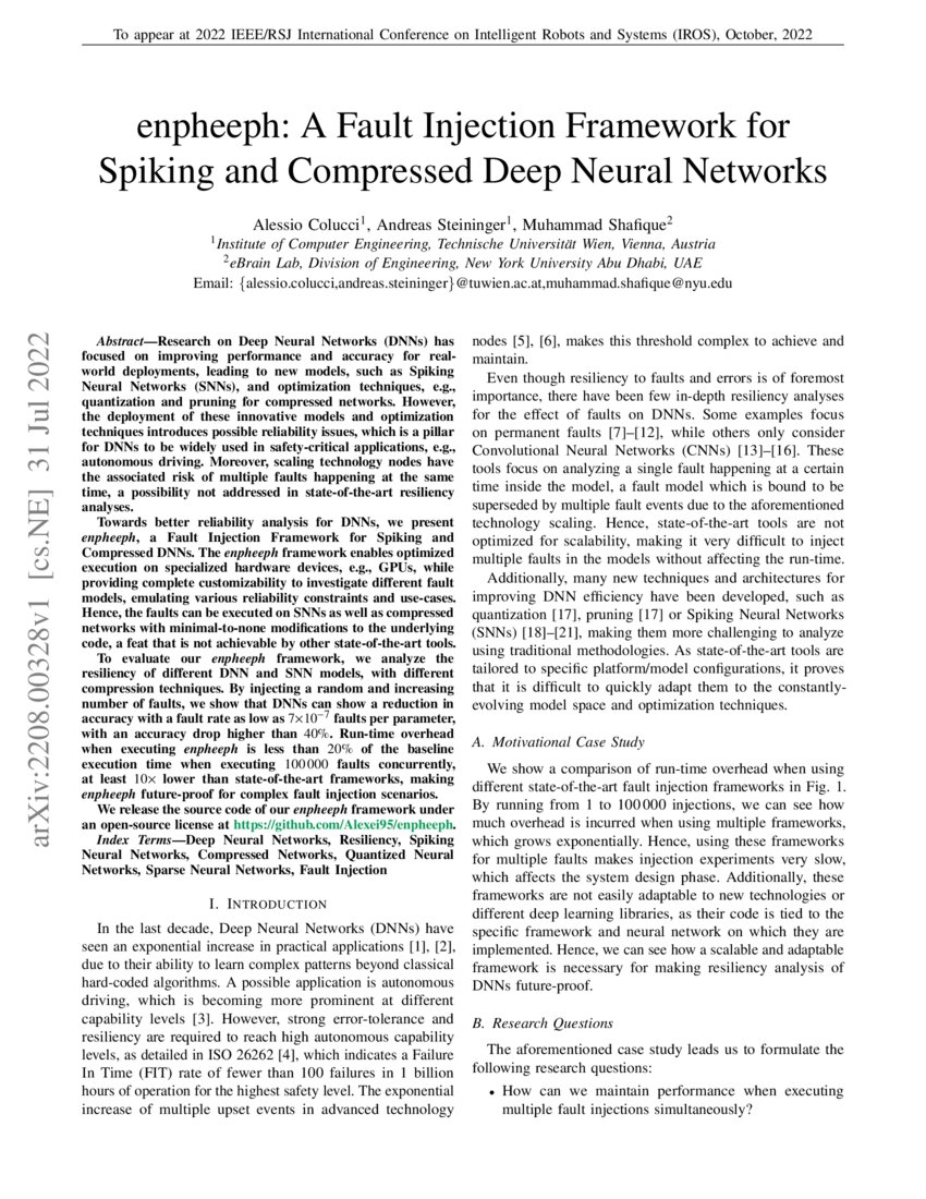 Enpheeph A Fault Injection Framework For Spiking And Compressed Deep Neural Networks Deepai